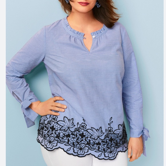 Talbots | Tops | Talbots Embroidered Garden Vines Border Tunic Shirt ...
